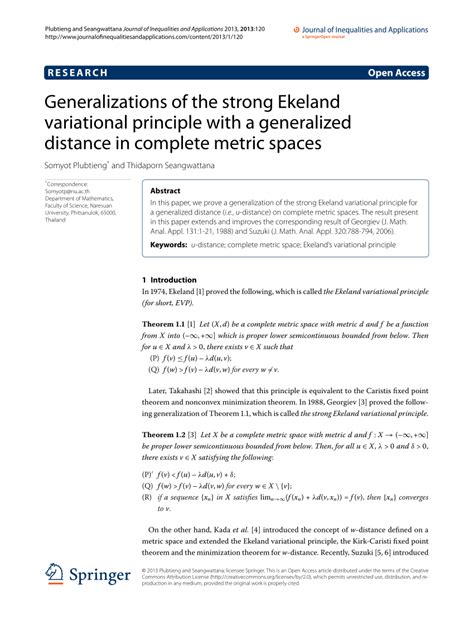 Pdf Generalizations Of The Strong Ekeland Variational Principle With