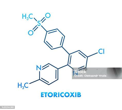 Etoricoxib 개념 화학 공식 아이콘 레이블 텍스트 글꼴 벡터 일러스트 레이 션 Ankylosing Spondylitis에