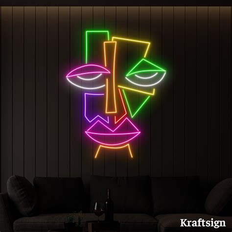 Craftnamesign Abstract Art Face Neon Sign Museum Decor Bedroom Wall