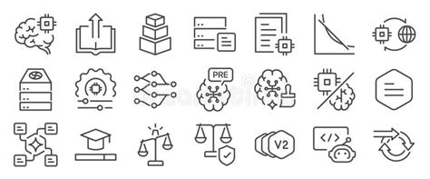 Llm Training Icon Set It Includes Prompt Code Ai Engineering Generated And More Icons Stock