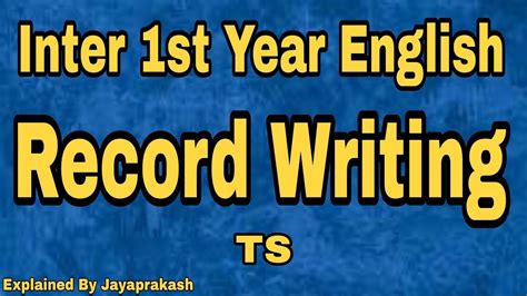 Record Writing Inter First Year Englishts Youtube