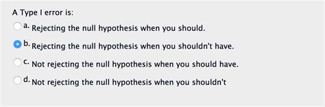 solved a type i error is a rejecting the null hypothesis