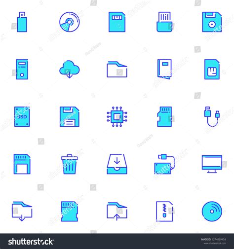 Data Storage Icons Pack Isolated Data Stock Vector Royalty Free 1274899453 Shutterstock
