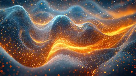 Vibrant Abstract Waves Illuminated By Glowing Particles In Dynamic Motion During A Digital