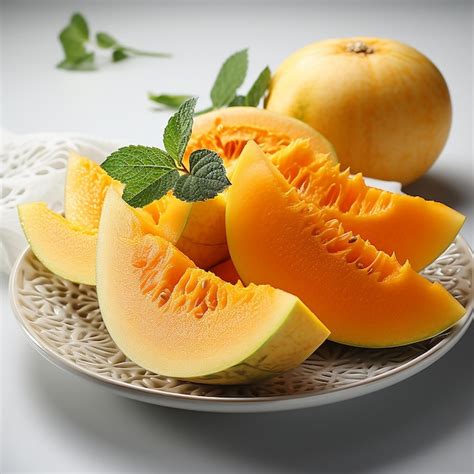 Premium Ai Image Juicy Temptation Fresh Sweet Orange Melon On White