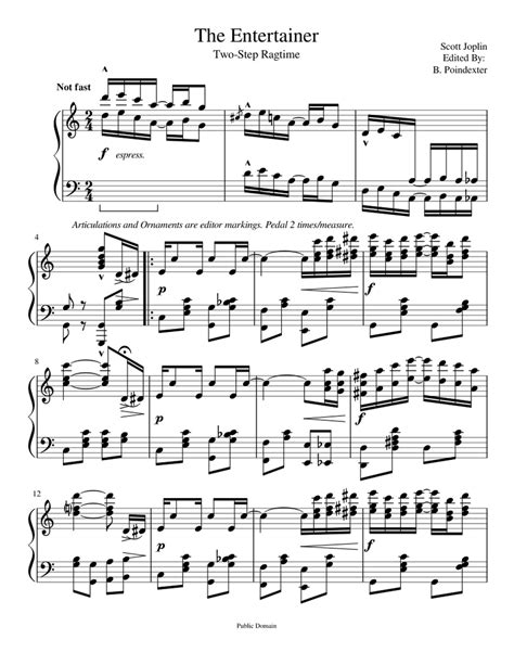 The Entertainer Scott Joplin Sheet Music For Piano Solo