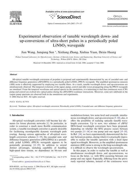 Pdf Experimental Observation Of Tunable Wavelength Down And Up