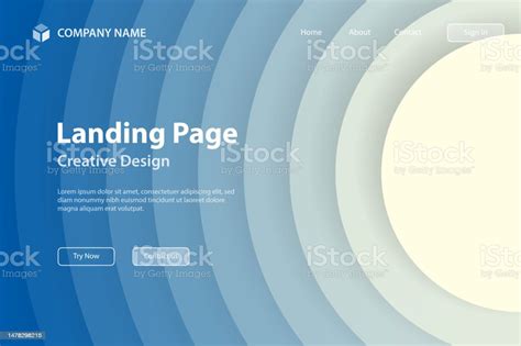 방문 페이지 템플릿 원이 있는 추상 디자인 트렌디한 파란색 그라데이션 3차원 형태에 대한 스톡 벡터 아트 및 기타 이미지 3차원 형태 곡선 과녁 Istock