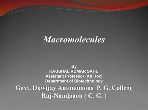 Biosynthesis And Regulation Of Macromolecules Ppt
