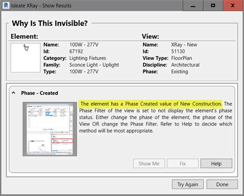 Example Phase Revit Element Result With Ideate XRay