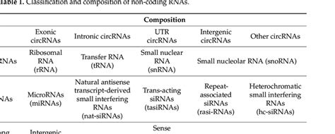 Classification And Composition Of Non Coding Rnas Download
