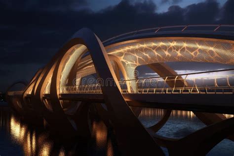 A Futuristic And Conceptual Bridge With Intricate Details And Lighting