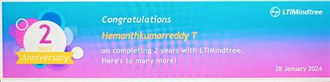 hemanth kumar reddy on linkedin ltimindtree twoyearsandcounting