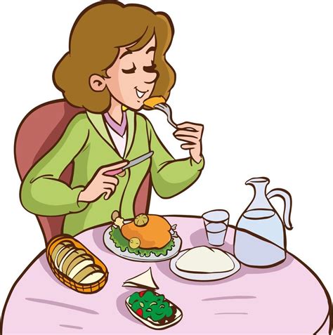 mujer joven comiendo ilustración vectorial de dibujos animados 16825675