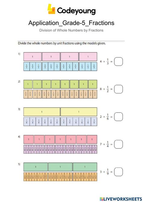 Free Dividing Fractions By Whole Numbers Using Models Worksheet Download Free Dividing