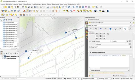 Labeling Giving One Label To Two Points Using Qgis Geographic Information Systems Stack Exchange