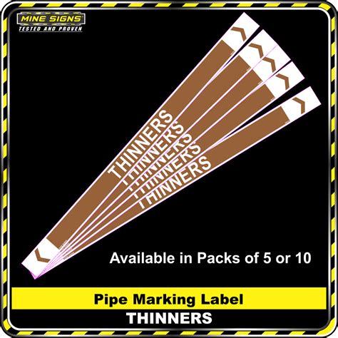 Pipe Marking Label Thinners Mine Signs