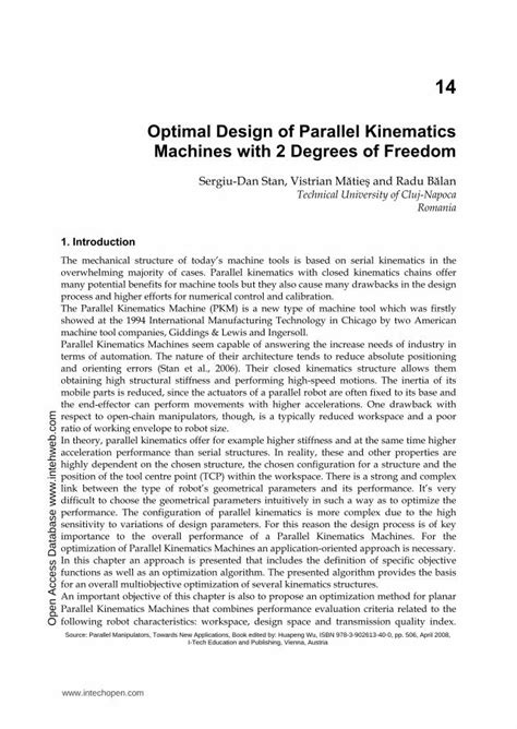 pdf optimal design of parallel kinematics machines with 2 pdfs 834