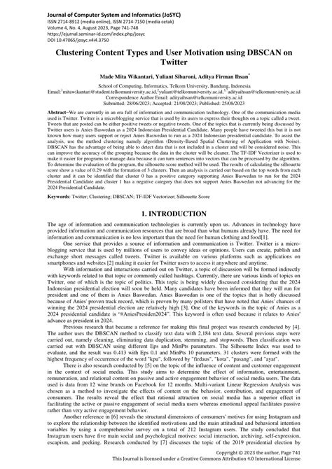Pdf Clustering Content Types And User Motivation Using Dbscan On Twitter
