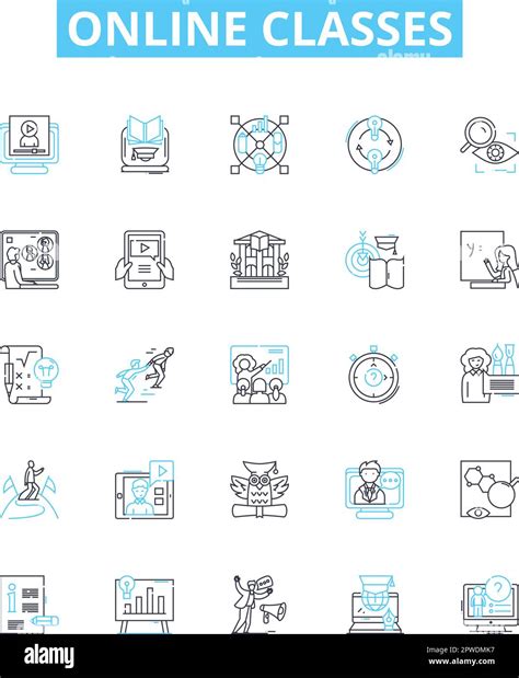 Online Classes Vector Line Icons Set Online Classes Learning Elearning Remote Virtual