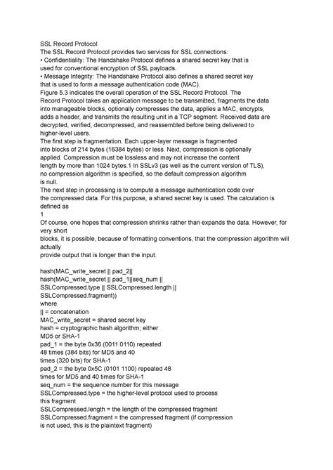 Ssl Record Protocol Message Integrity The Handshake Protocol Also Defines A Shared Secret Key