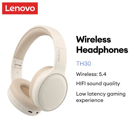 Tai nghe Bluetooth Lenovo TH30 Tai nghe không dây Chơi game Độ trễ thấp Âm nhạc Giảm tiếng ồn