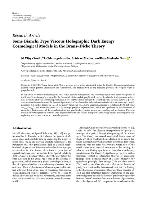 Pdf Some Bianchi Type Viscous Holographic Dark Energy Cosmological Models In The Bransdicke