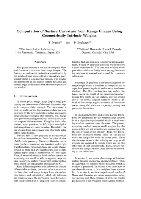 Pdf Computation Of Surface Curvature From Range Images Using
