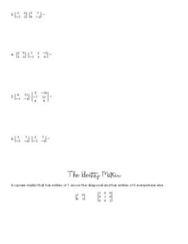 Matrices Notes By Danielle Borgia TPT