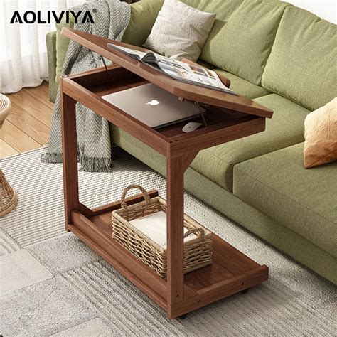 Aoliviya 거실용 커피 테이블 바퀴가 달린 이동식 원목 사이드 테이블 소파 사이드 캐비닛 침대 옆 테이블 위시버킷