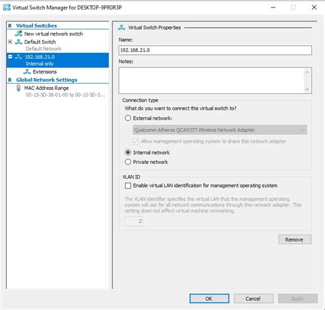 Windows Newly Created Internal Network In Hyper V Is Undefined Network Super User