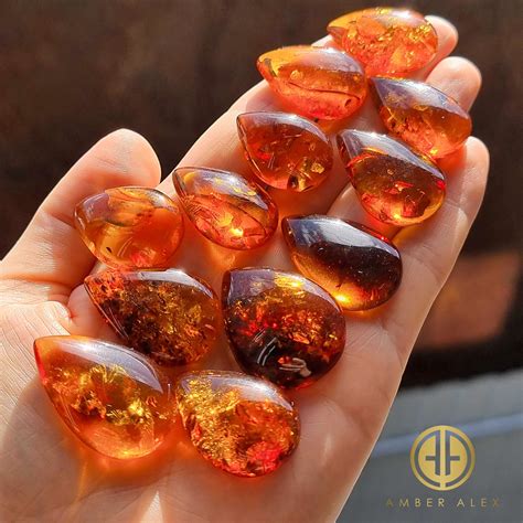 Cognac Amber Drop Shape Cabochons Amber Alex Jewelry