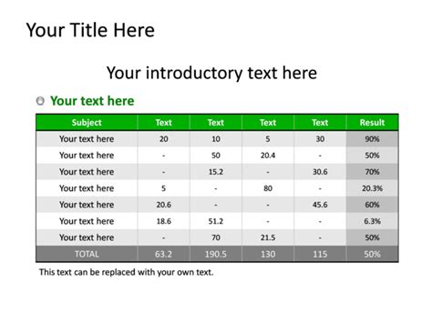 PowerPoint Slide Diagram Table Green Table TG CrystalGraphics