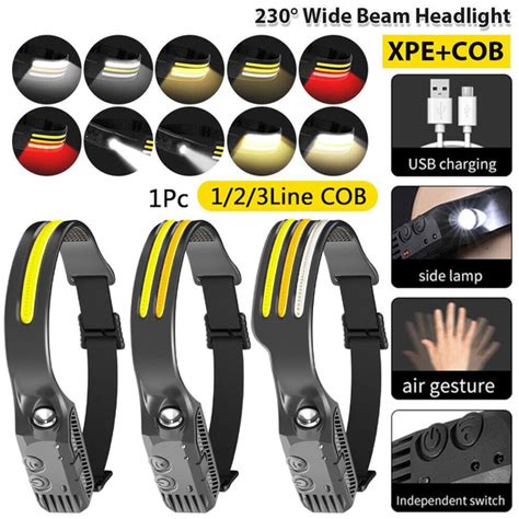 Induction Headlamp Cob Led Headlamp Rechargeable Flashlight Head Lamp Life Waterproof Headlight