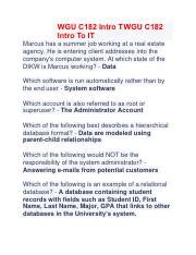WGU C Intro To IT Data System Software Administrator Course Hero