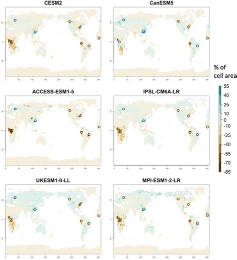 Tree Cover Change In Each Cell At For Some Of The Models Download Scientific