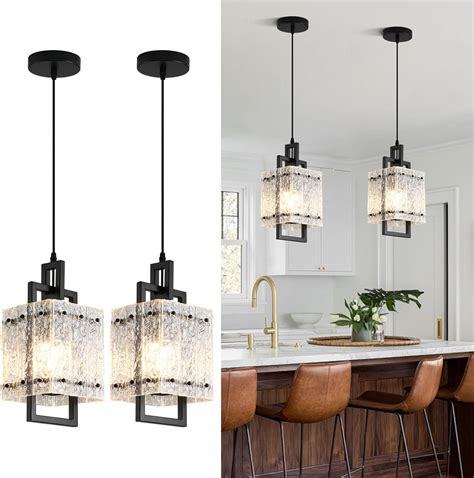 Modern Pendant Lights Kitchen Island 2 Pack Matte Black Pendant Lights