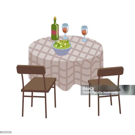 Dinner Table Semi Flat Color Vector Object Stock Illustration Download Image Now Apartment