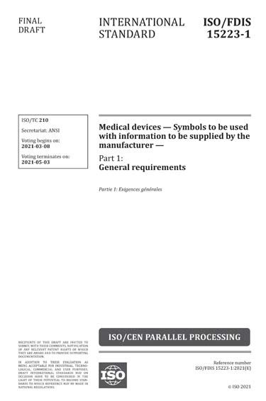 ISO FDIS Medical Devices Symbols To Be Used With Information To Be Supplied By