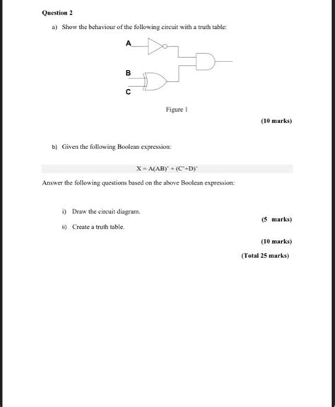 Solved A Show The Behaviour Of The Following Circuit With A Chegg