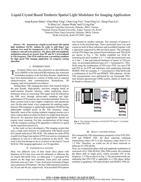 Pdf Liquid Crystal Based Terahertz Spatial Light Modulator For Imaging Application