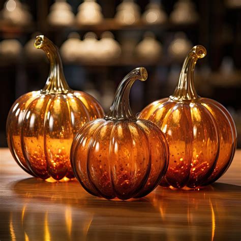 Three Glass Pumpkins Halloween Home Decoration Decor Elements Hand