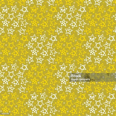 추상 원활한 체크 무늬 노란색 배경 크고 작은 별 직물 또는 의류에 대 한 패턴입니다 벡터 가능성에 대한 스톡 벡터 아트 및