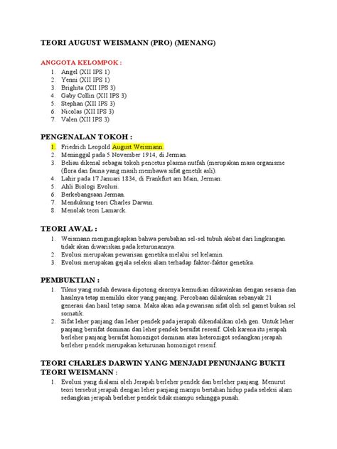 Teori August Weismann Pdf