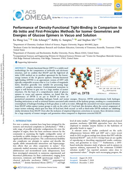 Pdf Performance Of Density Functional Tight Binding In Comparison To