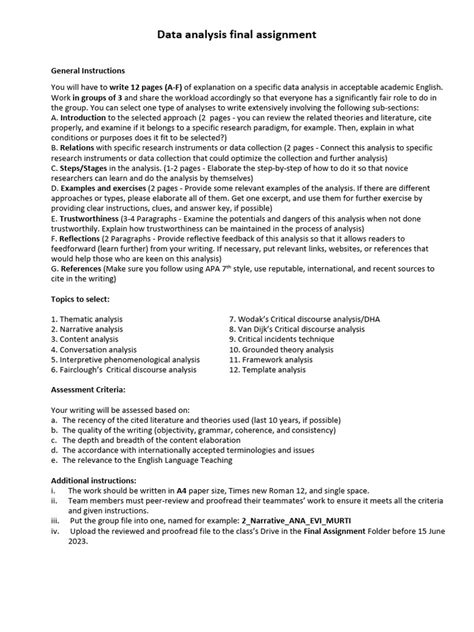 data analysis final assignment pdf data analysis communication