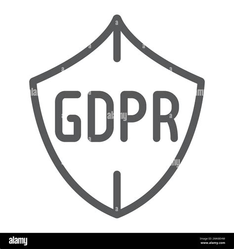 Gdpr Shield Line Icon Privacy And Protect Safety Sign Vector Graphics A Linear Pattern On A
