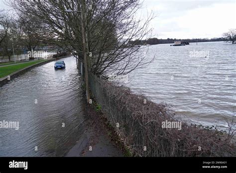 A Stranded Vehicle By The Flooded Worcester Racecourse After Days Of Heavy Rain Led To The