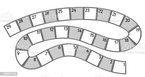 벡터 보드게임 템플릿입니다 흰색 배경에 고립 된 빈 흑백 보드 게임 유치원 인쇄 교육 활동 또는 워크 시트 샘플 필드 일러스트 보드게임에 대한 스톡 벡터 아트 및 기타