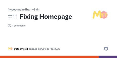 Fixing Homepage · Issue 11 · Moses Mainbrain Gain · Github